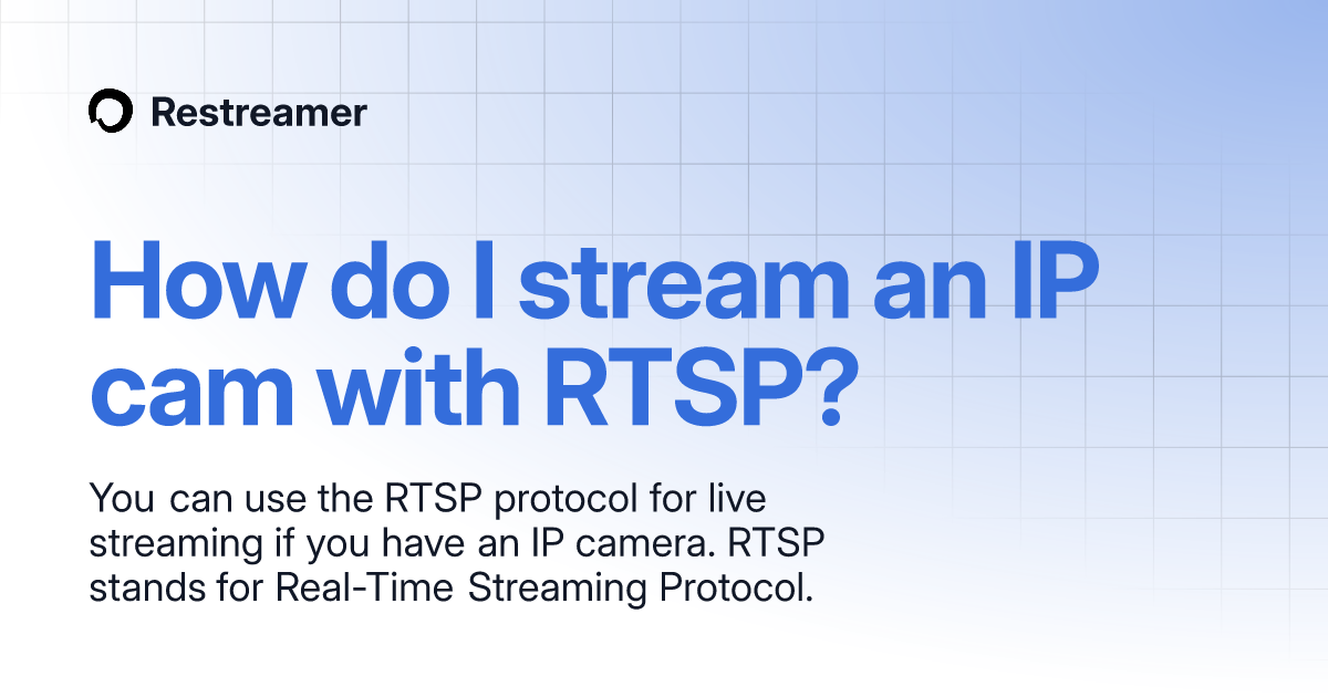 How do I stream an IP cam with RTSP? | Restreamer